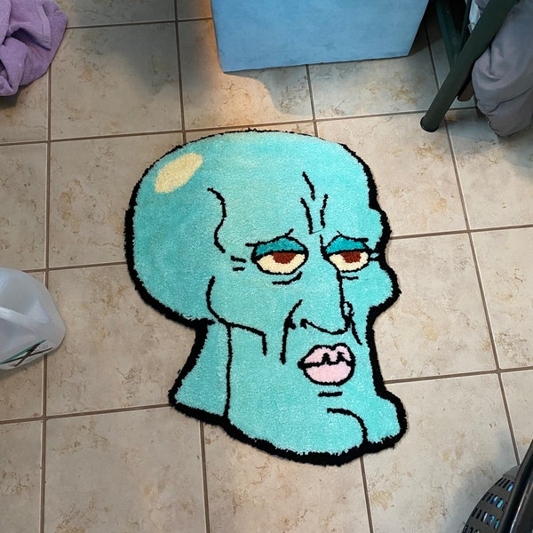 Handsome Squidward Rug | Handmade Tufted Rug | Spongebob Rug | Funky ...