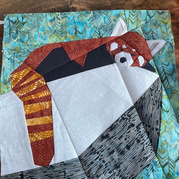 Set of 3 Red Panda Paper-piecing Quilt Patterns, PDF - Etsy