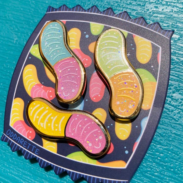 Gummy Worm Pin Set: Glitter Enamel Pins, Candy Collection - Etsy