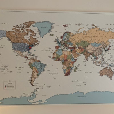 Places You've Been World Map, Large Detailed Push Pin Travel Map ...