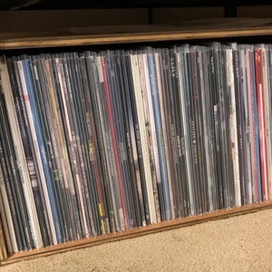 45 RPM 21 1/2 Deep Vinyl Record Storage and Display Crate Natural ...