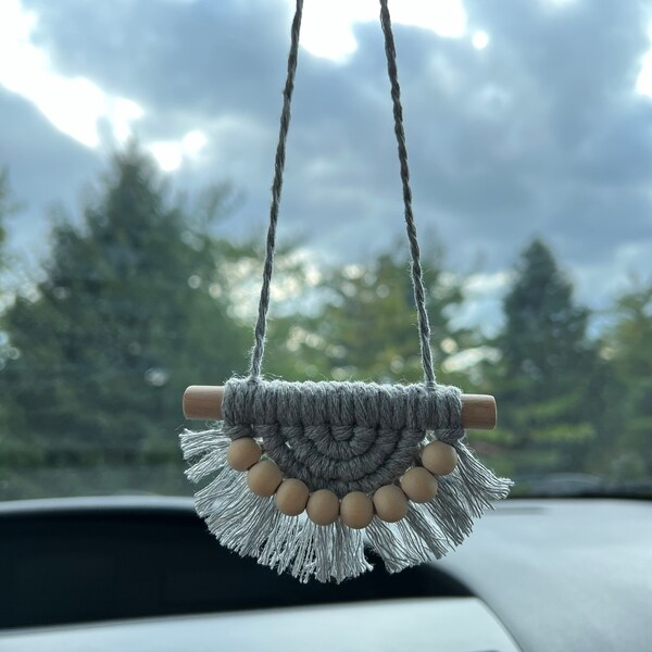 Macrame Car Charm, Essential Oil Diffuser, Rear View Mirror Accessory ...