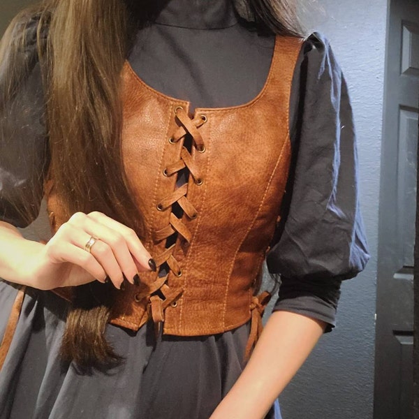 Custom Leather Corset Vest: Viking Renaissance Bodice Womens Waistcoat ...