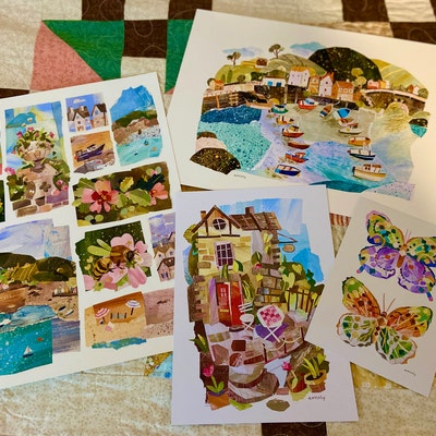 Square Boat Collage, Harbour Collage, Seaside Print - Etsy