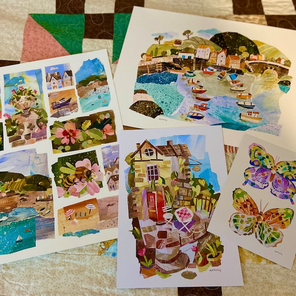 Square Boat Collage, Harbour Collage, Seaside Print - Etsy