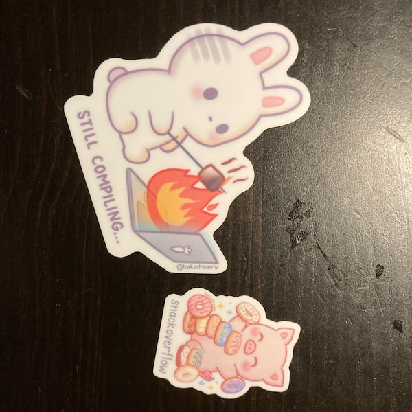 Still Compiling Bunny Programmer Humor Vinyl Sticker, Software Developer Gift, Cute Tech Coding ...