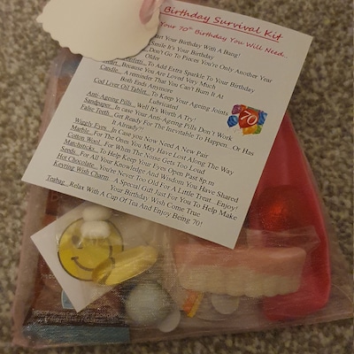 70th Birthday Survival Kit Gift, a Great Greeting Card Alternative, Fun ...