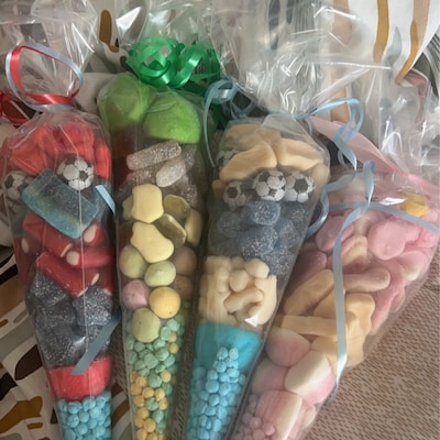 Football Cones Red Pick 'n' Mix Sweet Cones - Etsy UK