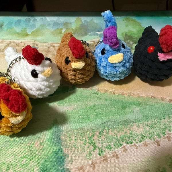 Stardew Valley Chickens Key Chains, Five Colors, Amigurumi, Crochet - Etsy