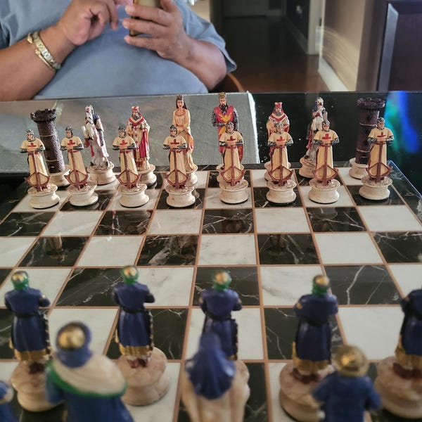 Decorative Chess Set Hand Crafted Mythology Antique Chess Pieces Wood ...