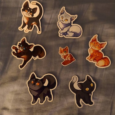 Cute Warrior Cats Sticker Set Bluestar, Fireheart, Graystripe, Ravenpaw ...