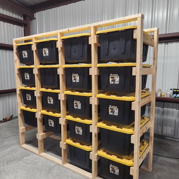 Tote Rack Plans, Bin Storage Rack, Garage Shelves Plans, PDF Download ...