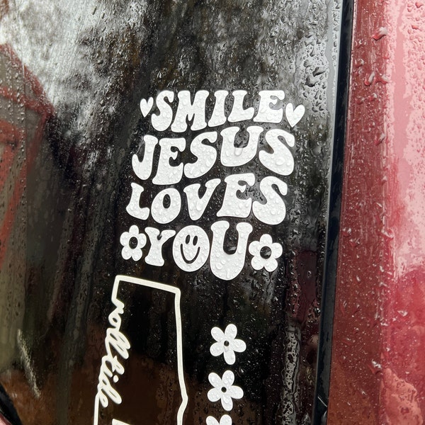 Smile Jesus Loves You Car Decal, Christian Decal, Christian Car Decal ...