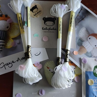 Glow in the Dark Yarn DMC E940 Mouliné Light Effects White, Fluorescent, Neon Green, Embroidery ...