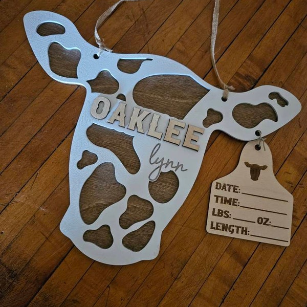 Personalized Cow Head Hospital Sign | Baby Name Announcement| Cow Theme ...