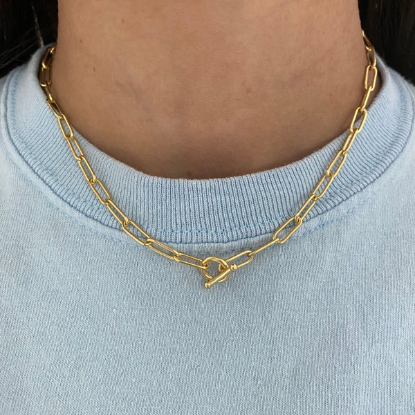 Perfect Layering Link Necklace With Toggle Clasp • Minimalist Necklace ...