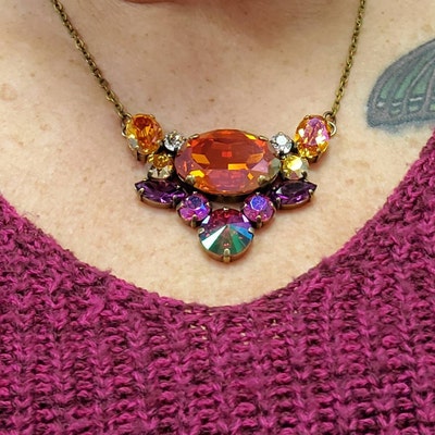 ALMOST GONE Swarovski Astral Pink Summer Blush Cluster Pendant,purple ...