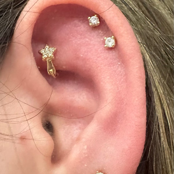 Dainty Star Rook Hoop Earring • Star Helix Hoop • Rook Earring • Helix ...