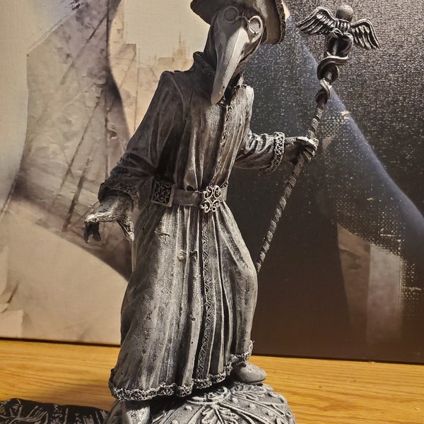 Venetian Plague Doctor Statue, Hand Painted Resin Sculpture | Gothic ...
