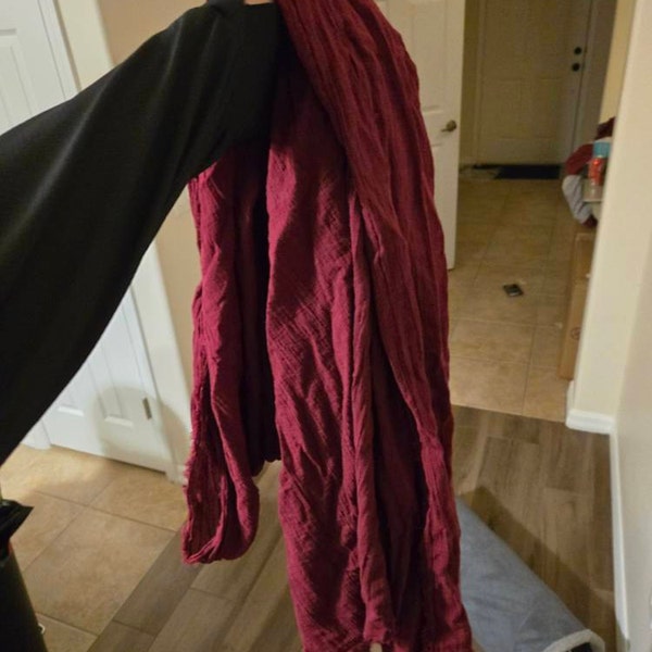 Oxblood Maroon Wrap Shawl, Rough Cotton Shoulder Cloak Shemagh Scarf ...