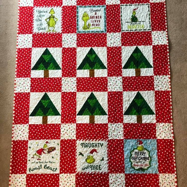 Vintage Hoffman Fabric, Woodblocks, Trees, Leaves & Grids in Purple ...