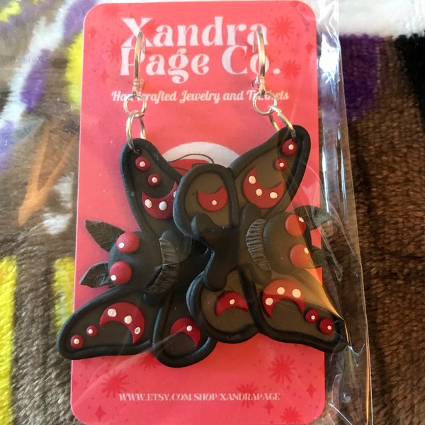 Mothman Earrings Cute Kawaii Mothman Prophecies Polymer Clay Dangles - Etsy