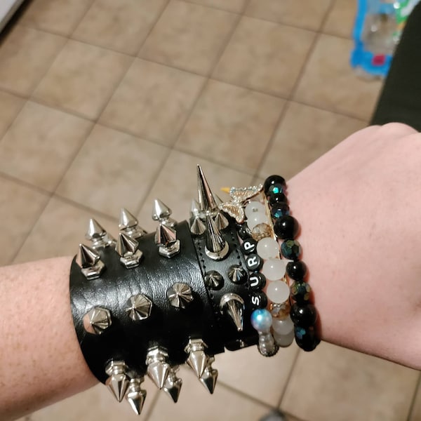 3 Row Spike Emo Goth Alt Wristband Snap Button Bracelet - Etsy