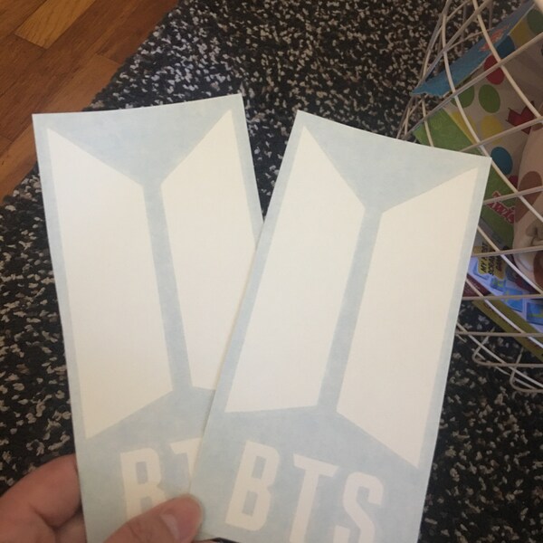 BTS Set of 2 6 BTS White Vinyl Decal Sticker for Car Window, Yeti ...