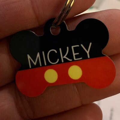Personalized Dog Bone Tag Mouse Inspired Print 1.50 Personalized Dog ...