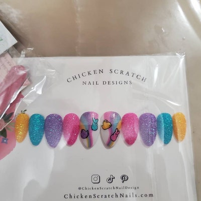Sugared Glitter Peep Marshmallow Easter Press on Nails customizable ...