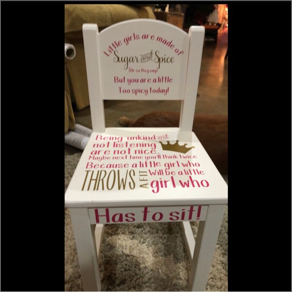 UV Printed Time Out Chair, No Vinyl Used! Wood Time Out Chair, Time Out Chair, Timeout Chair ...