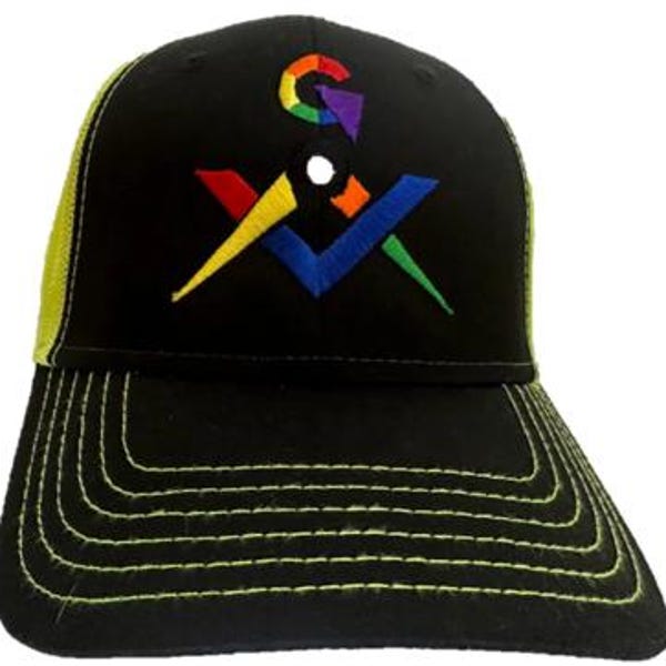 The Goat Freemason Square and Compass Masonic Flat Bill Hat or Trucker ...