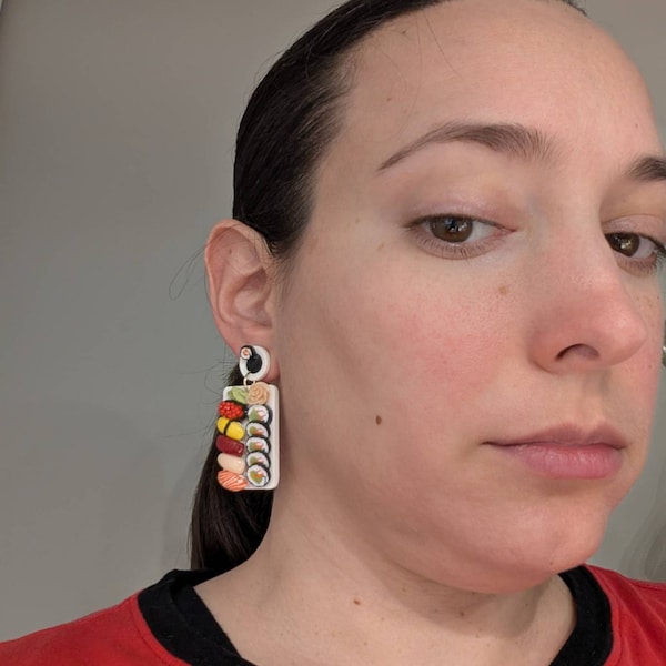 Granny Square Dangle Polymer Clay Earrings | Bright Spring Color Block ...