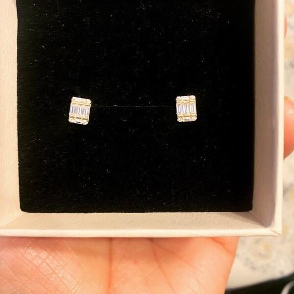 14K Solid Gold Drop Earrings, Thick Gold Drop Earrings, Shiny Thick ...