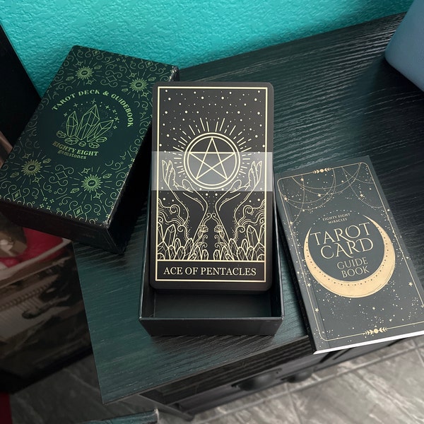 Gold Foil Tarot Cards With Guidebook: Mystical Black Tarot Deck - Etsy