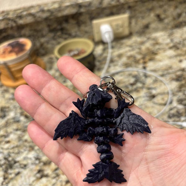Flexible Dragon 3D Print | Tiny Crystal Dragon Keychain | Hand-painted ...