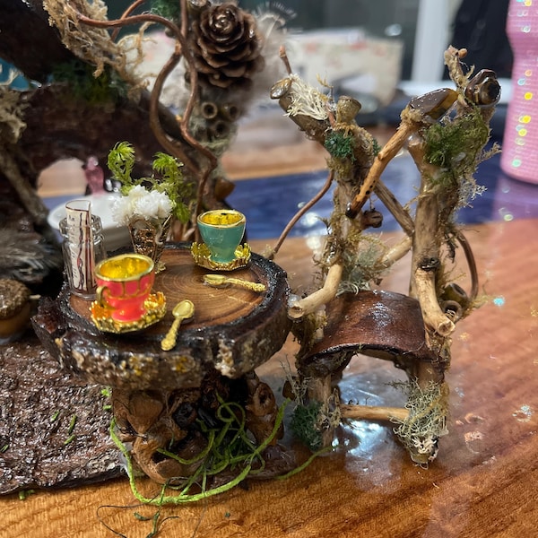 Faerie Writing Desk and Stool, Fairy Desk, Fae, Dolls House, Miniature ...