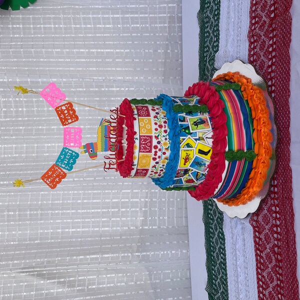 Mexican Serape Stripe Edible Cake Wrap or Donkey Piñata Cake Topper - Etsy