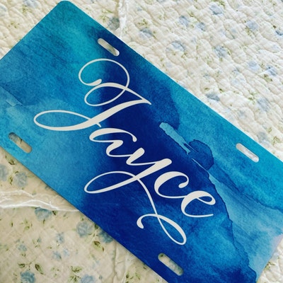 Watercolor Wash Personalized License Plate Painted Pattern - Etsy