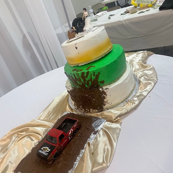 Race Car Drag Racing Flag Cake Topper Reception Wedding Day Bride Groom ...