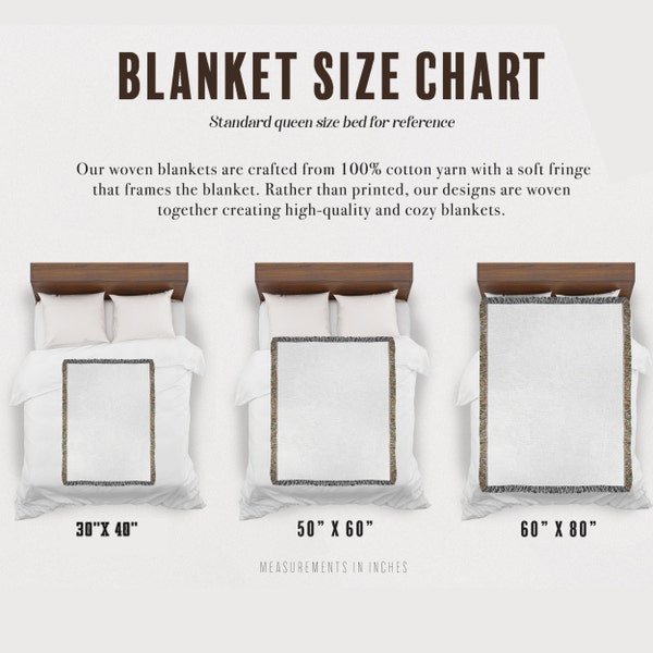Woven Blanket Size Chart, Woven Blanket Mockup, Blanket Size Chart ...