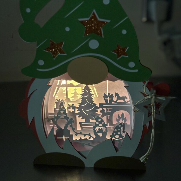 Set 3 Christmas Gnome Shadow Box PDF, SVG Light Box for Cricut Projects ...