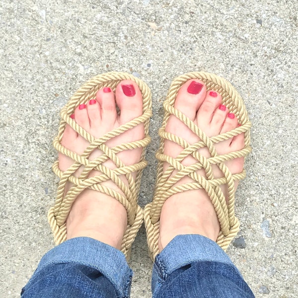FREE Ship! Women's Rope Sandals in BEIGE or Brown - Etsy