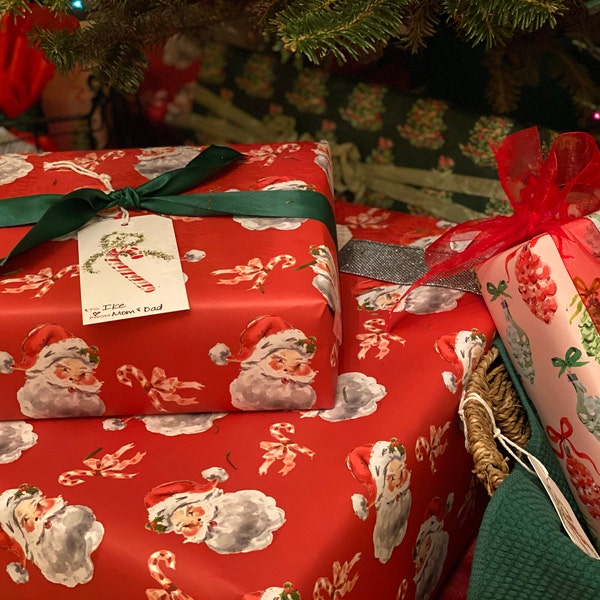 Wrapping Paper Santa Claus Red {gift Wrap, Birthday, Holiday, Christmas ...