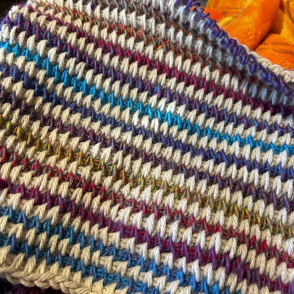 Tunisian Crochet Blanket Scarf Pattern – Roving Yarn Stripe (PDF ...