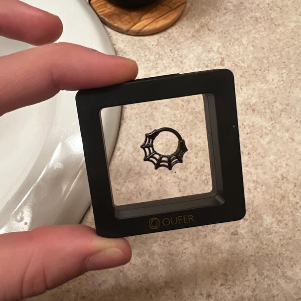 16G Spider Web Septum Ring Black Silver Clicker/cartilage/helix Earring ...