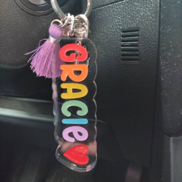 Colored Personalized Name Keychain/ Engraved Name Keychain/ Backpack ...