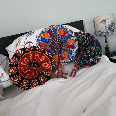 Supersize African Print Fan/ African Print Folding Hand Fan/ Handmade ...