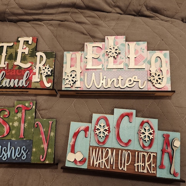 Add-on Mini Winter Word Block 5 & 6 Letter Sets | Mini Word Block Laser ...