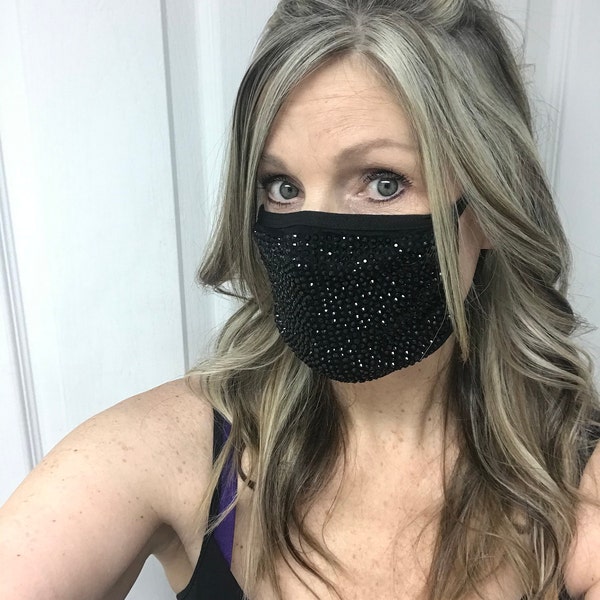Bling Face Mask, Rhinestone Face Mask by LUXIE, Soft Cotton, Adjustable ...